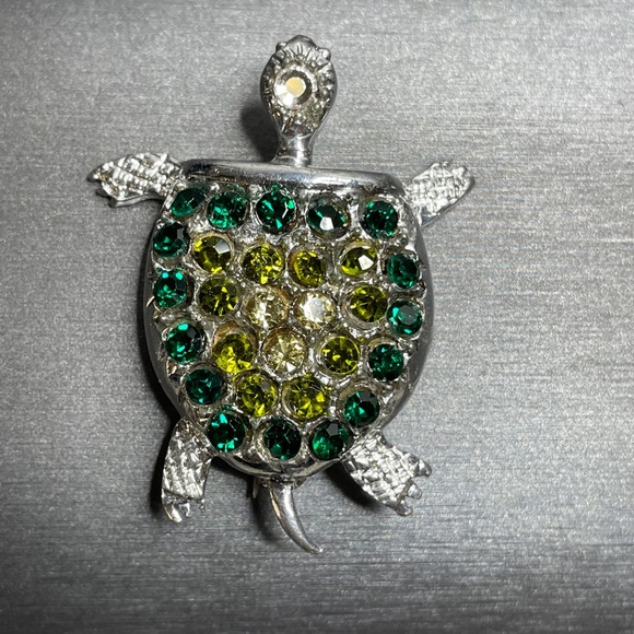 Estate | Jewelry | Vintage Rhinestone Turtle Unsigned Brooch Silver ...